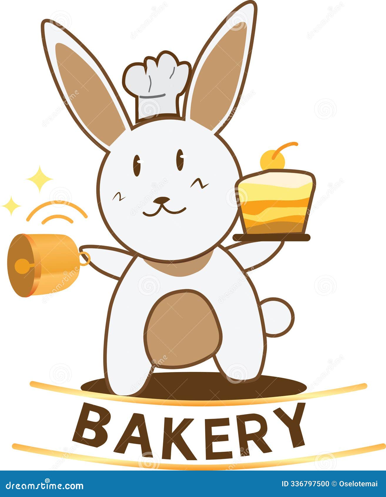 Bakery Logo Cute Male Rabbit Character Selling Cake Stock Illustration ...
