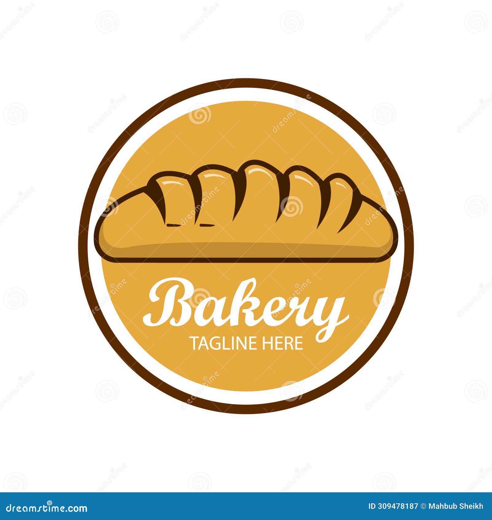 Bakery Logo Design Template with Bread and Circle. Stock Vector ...