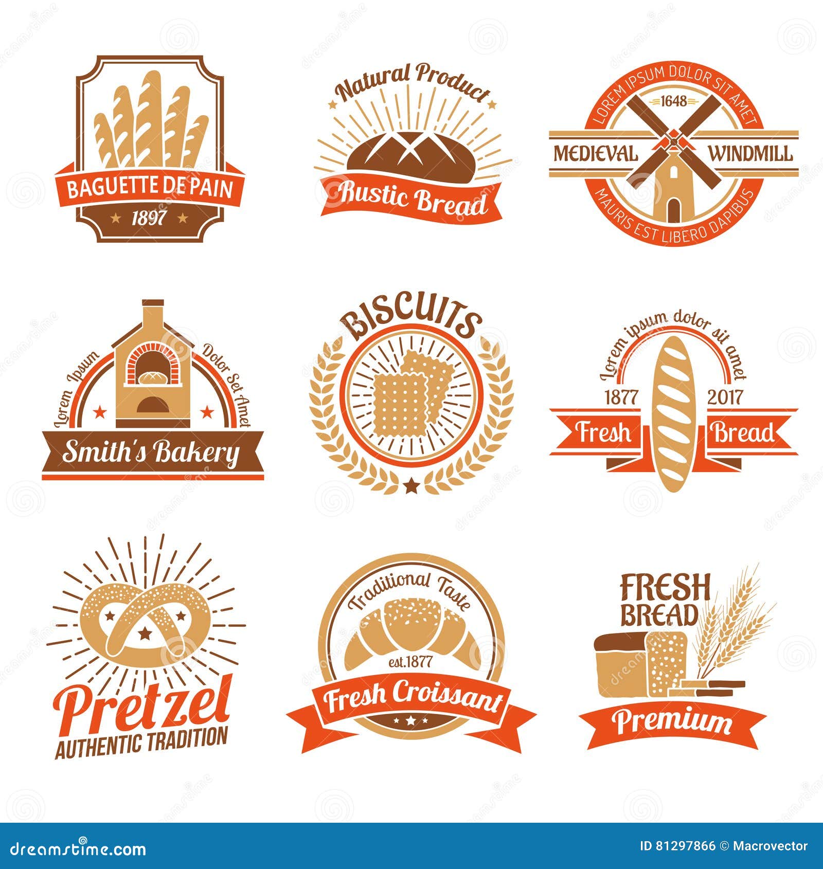 Bakery Logo Emblem Set stock vector. Illustration of natural - 81297866