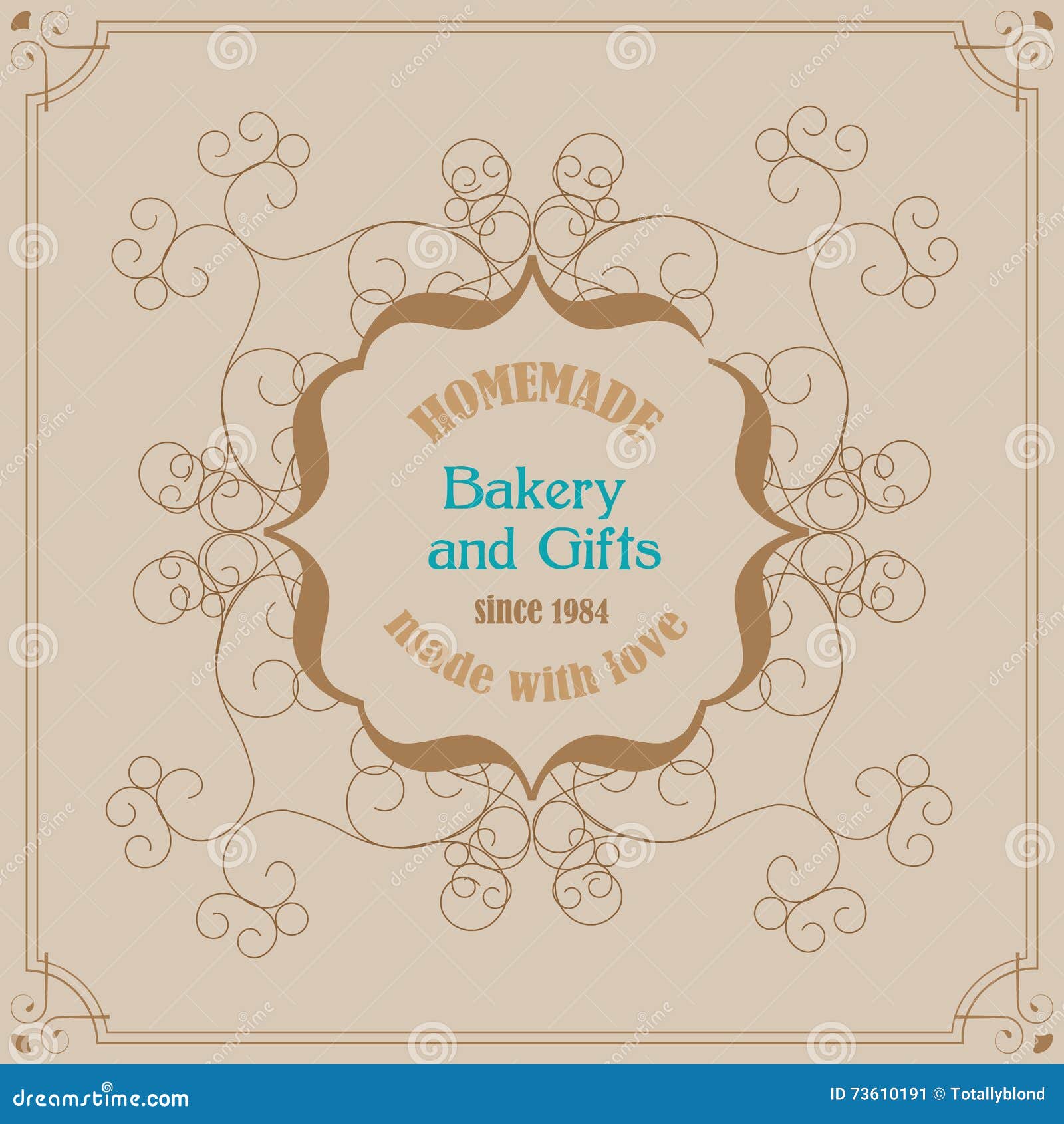 Bakery Logo with Florish Frame and Vingae Border Stock Vector ...