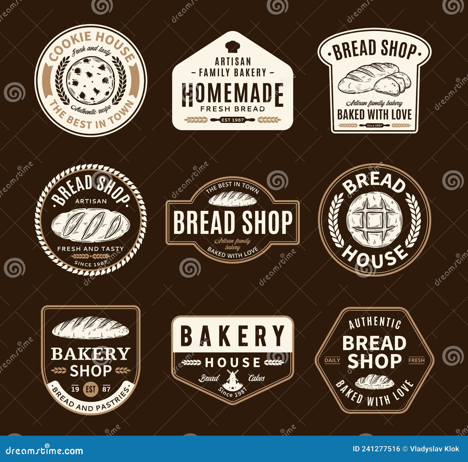 Bakery Logo, Icons and Design Elements Stock Vector - Illustration of ...