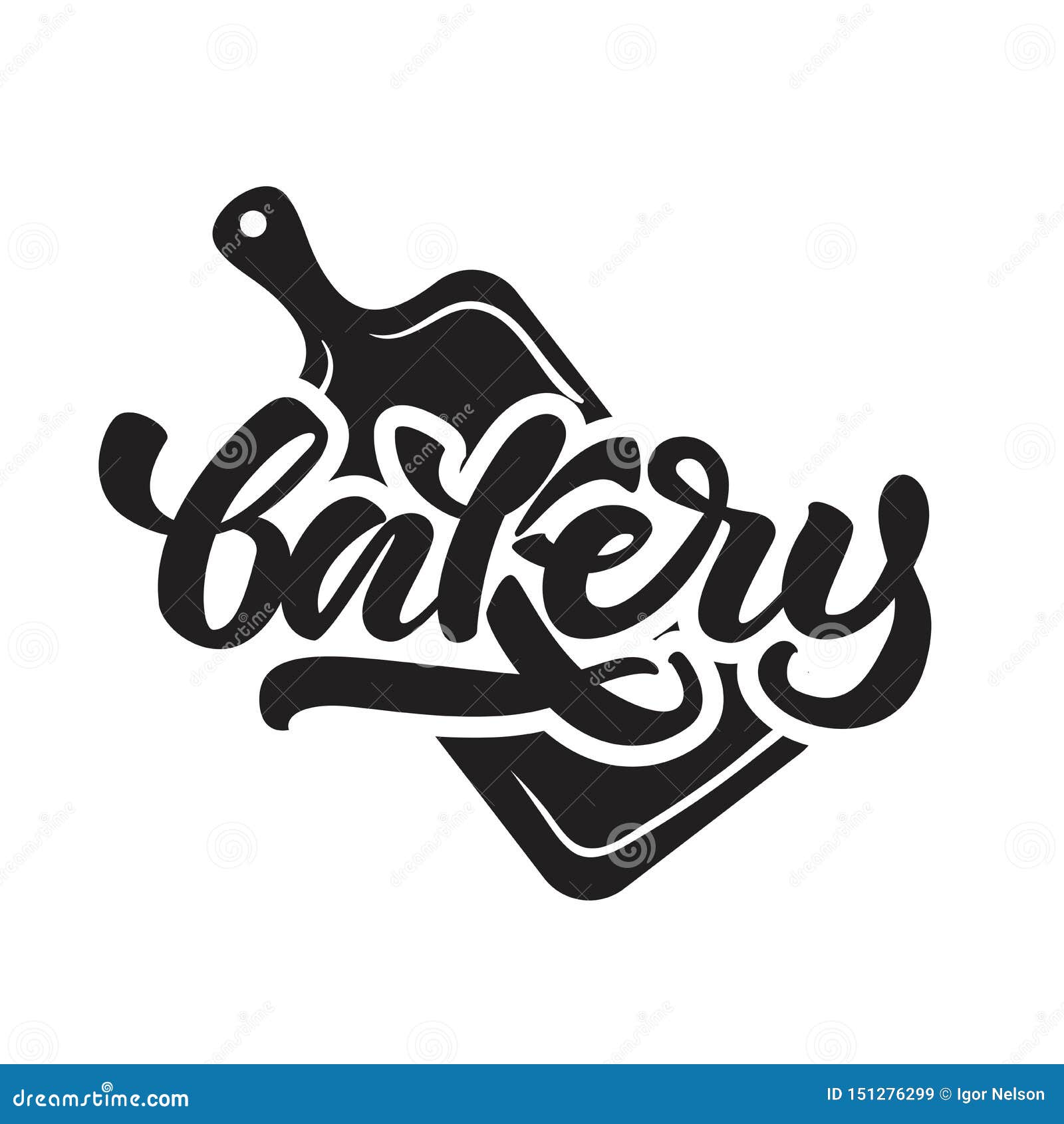 Bakery Logo in Lettering Style. Bakery Lettering on Chopping Board ...