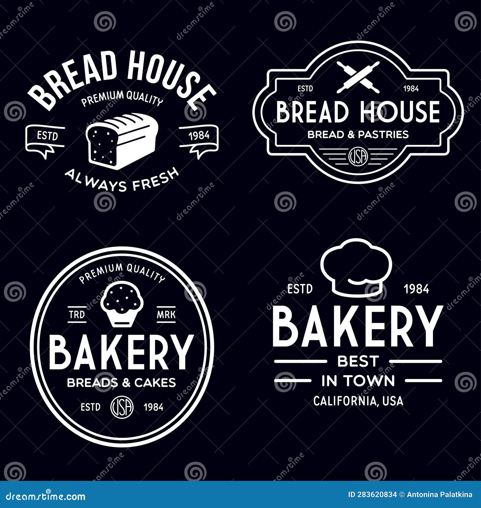 Bakery Logotypes Set. Bakery Vintage Design Elements, Logos, Badges ...