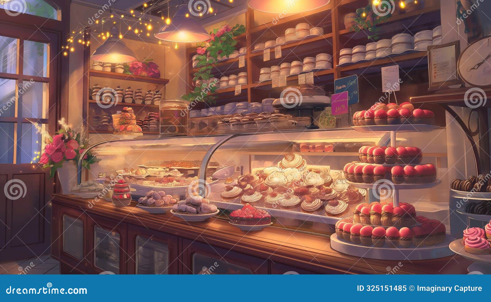 A Bakery with a Lot of Pastries and Cakes. Anime Background Stock Image ...