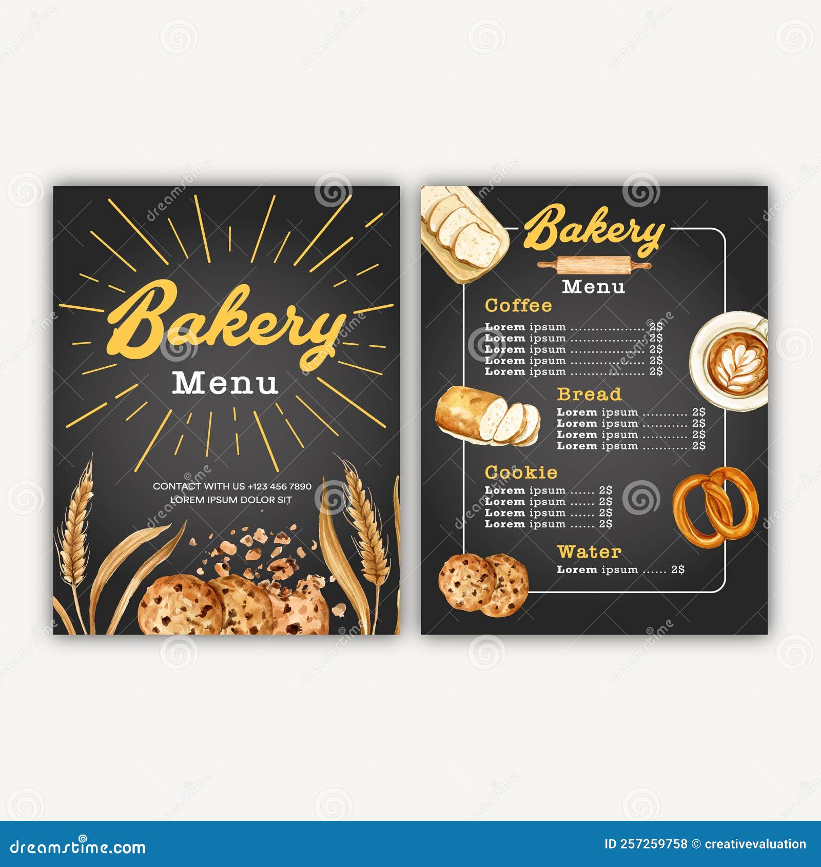 Bakery Menu Template. Bread and Bun Collection Stock Illustration ... Bakery Menu Template. Bread and Bun Collection Stock Illustration ...
