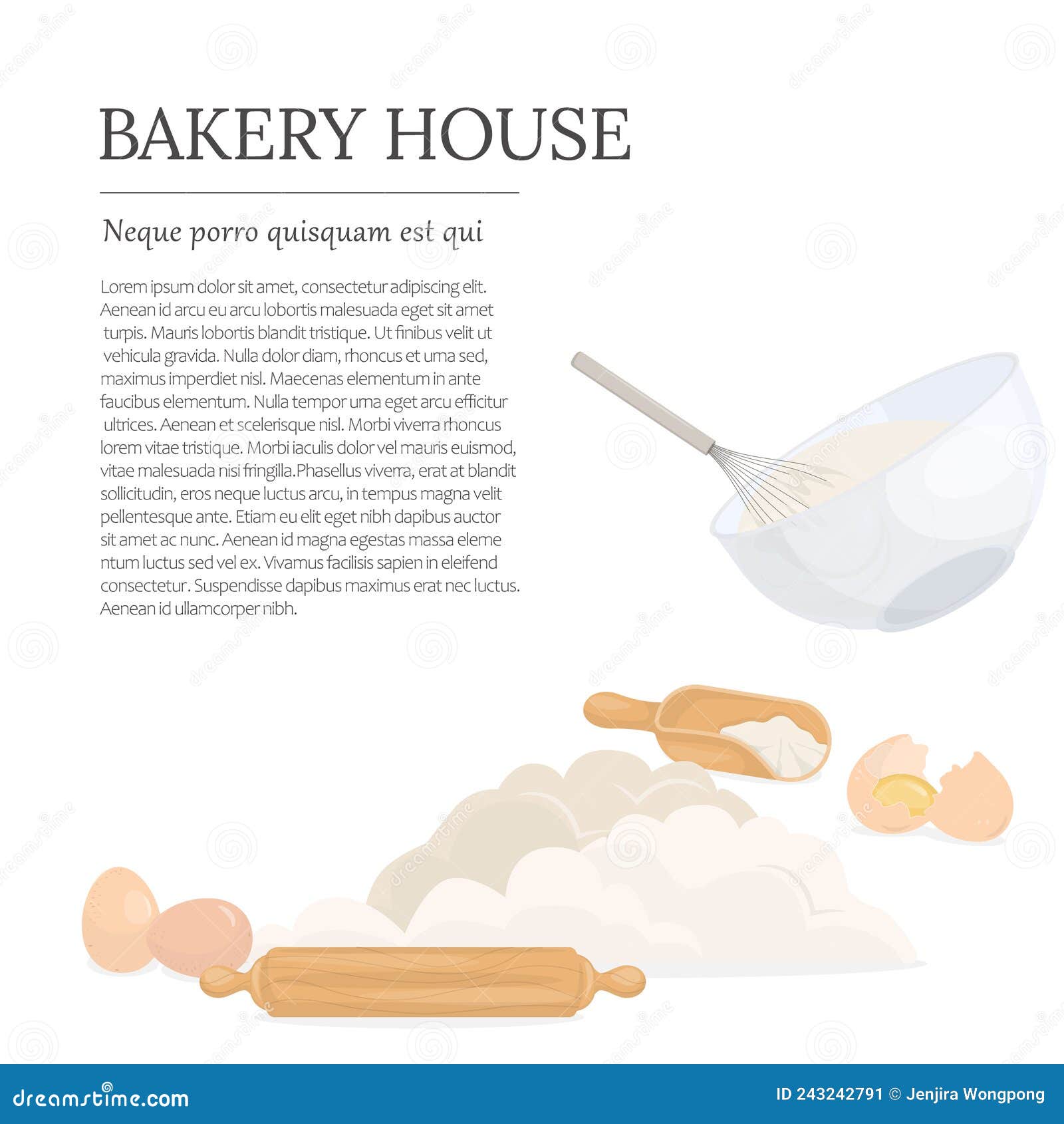 Bakery Mix Process Template with Baking Tools and Ingredients Stock ...