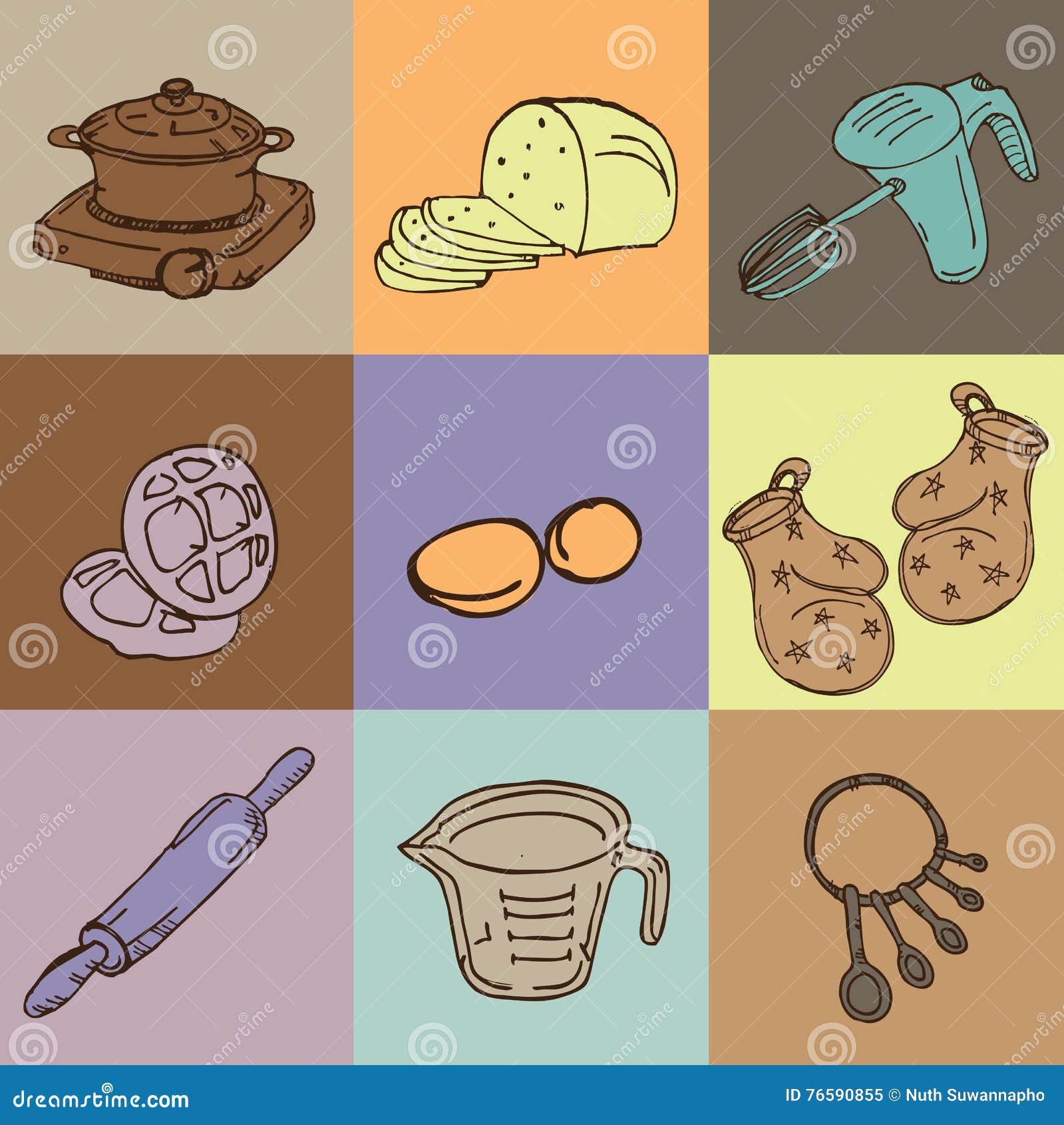 Bakery objects outline stock vector. Illustration of measure - 76590855
