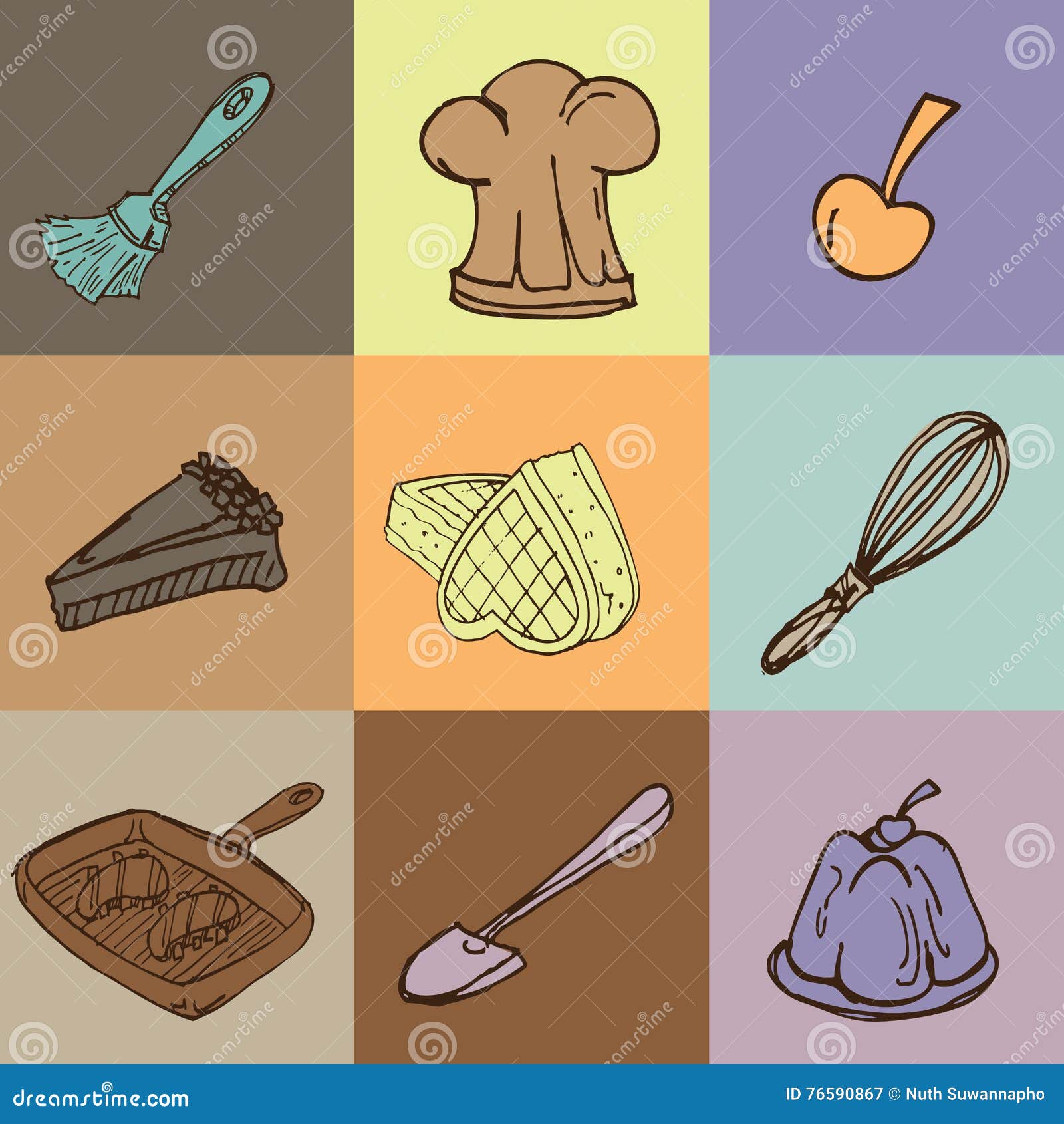 Bakery objects outline stock vector. Illustration of vintage - 76590867