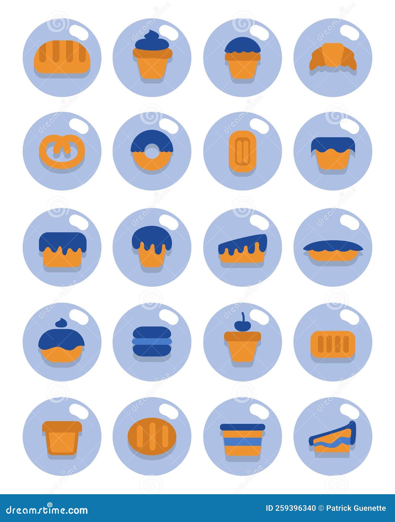 Bakery pastries, icon stock vector. Illustration of graphic - 259396340