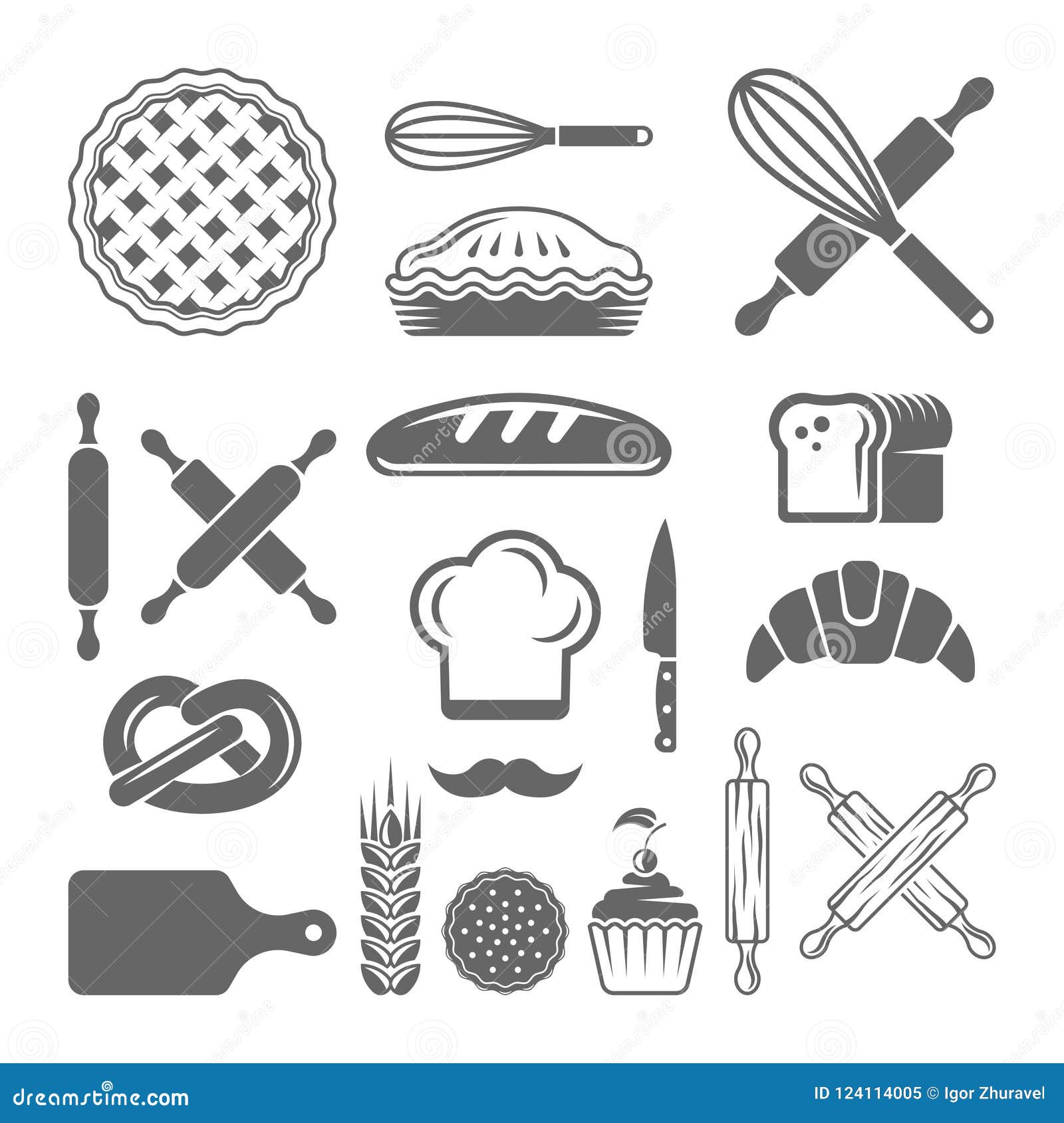 Bakery and Pastries Set of Vector Design Elements Stock Vector ...
