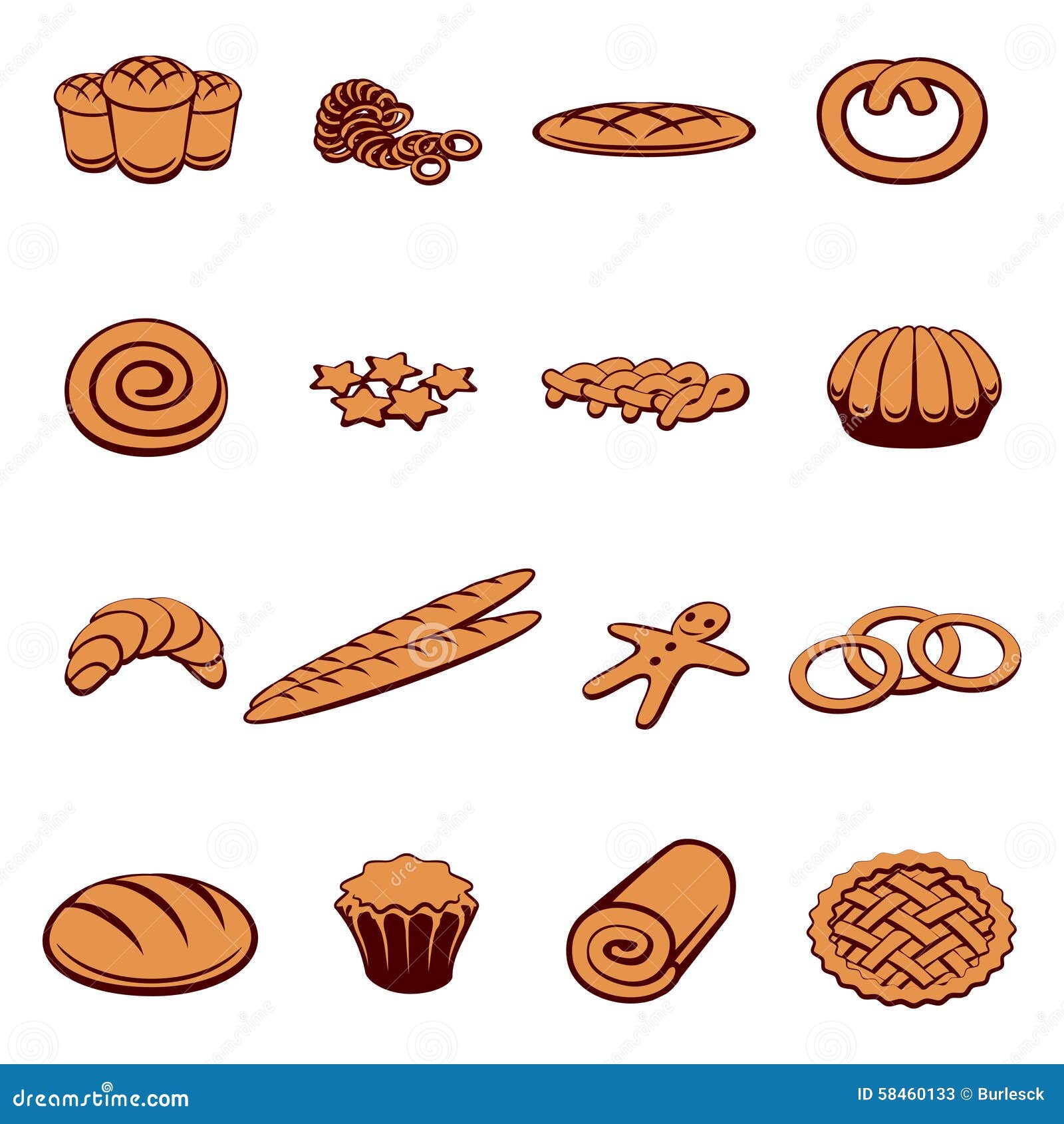 Bakery and pastry icons stock vector. Illustration of collection - 58460133