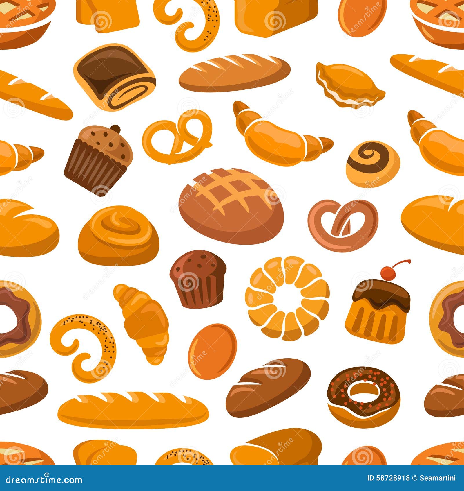 Bakery and Pastry Seamless Pattern Stock Vector - Illustration of ...