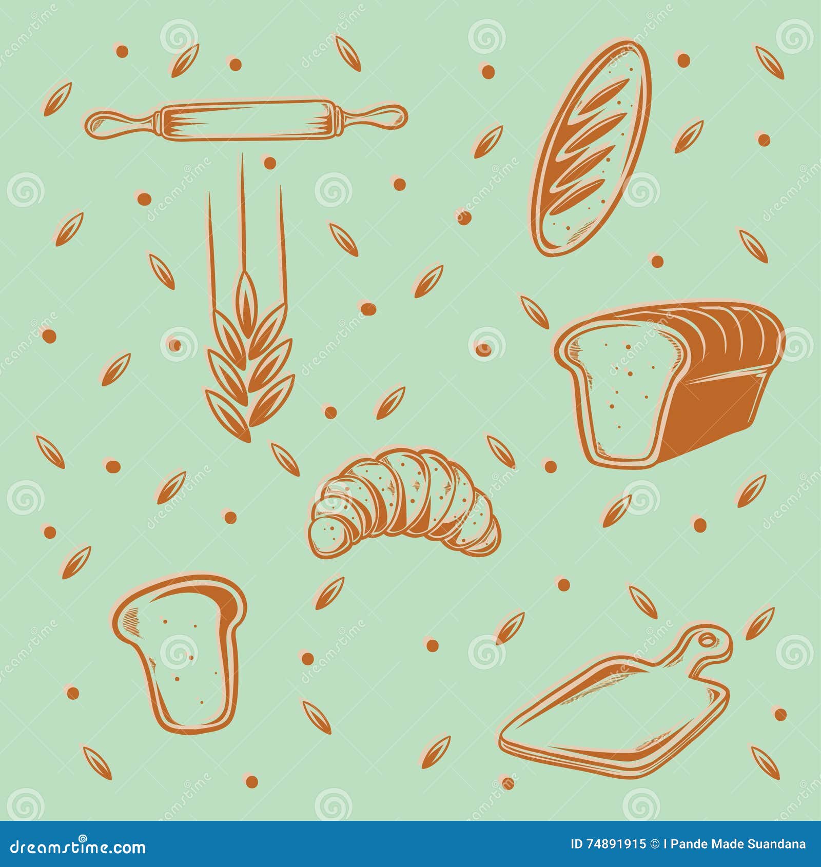 Bakery pattern stock vector. Illustration of bakery, shop - 74891915