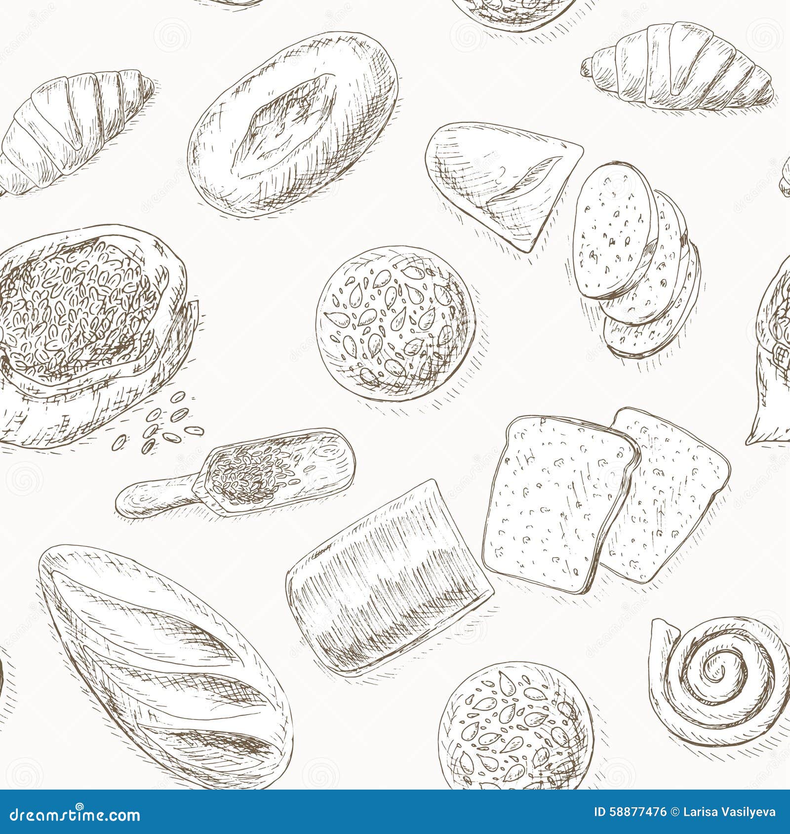 Bakery pattern stock vector. Illustration of grain, doodle - 58877476