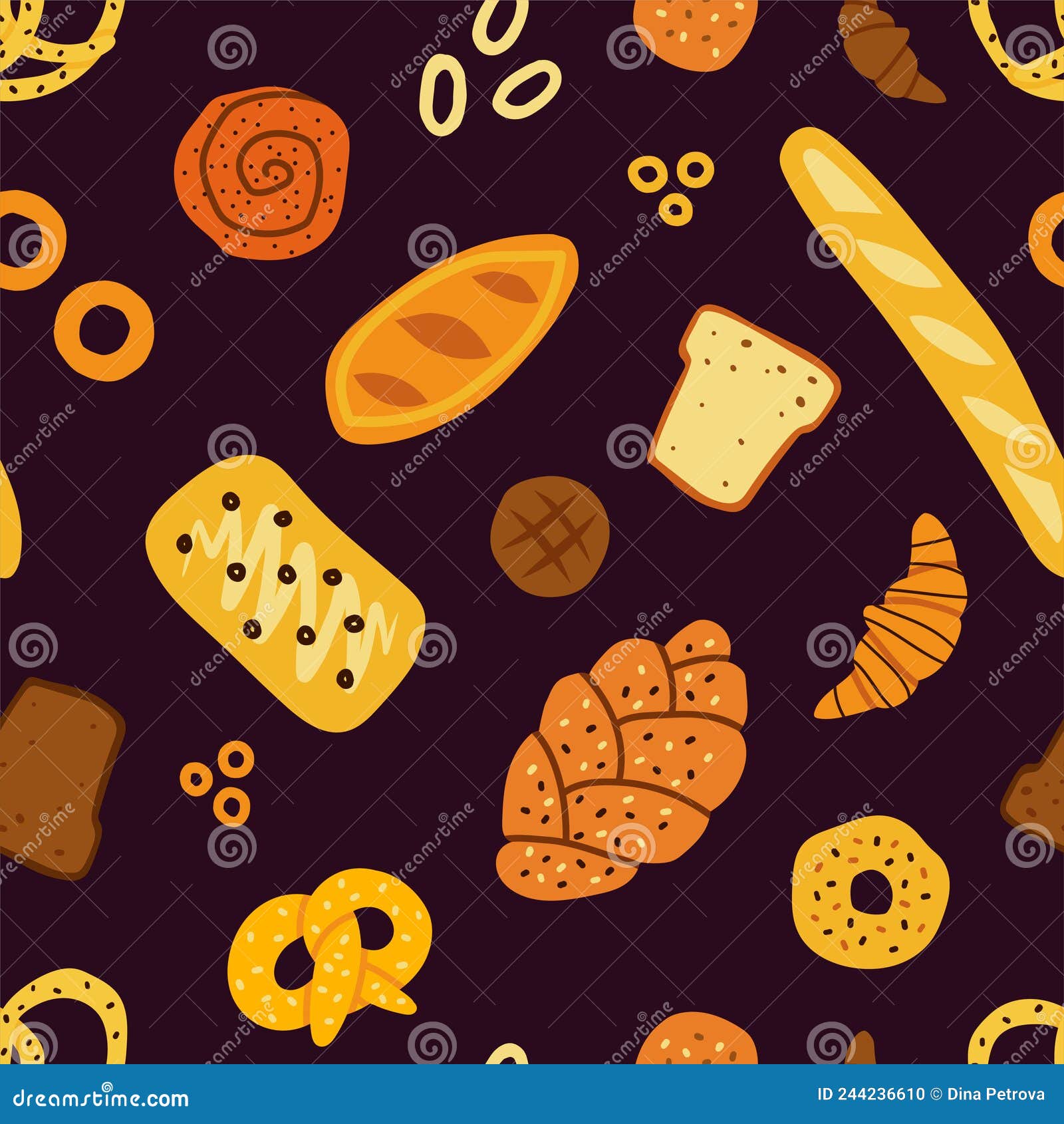Seamless Pattern of Bread and Bakery Products Stock Vector ...