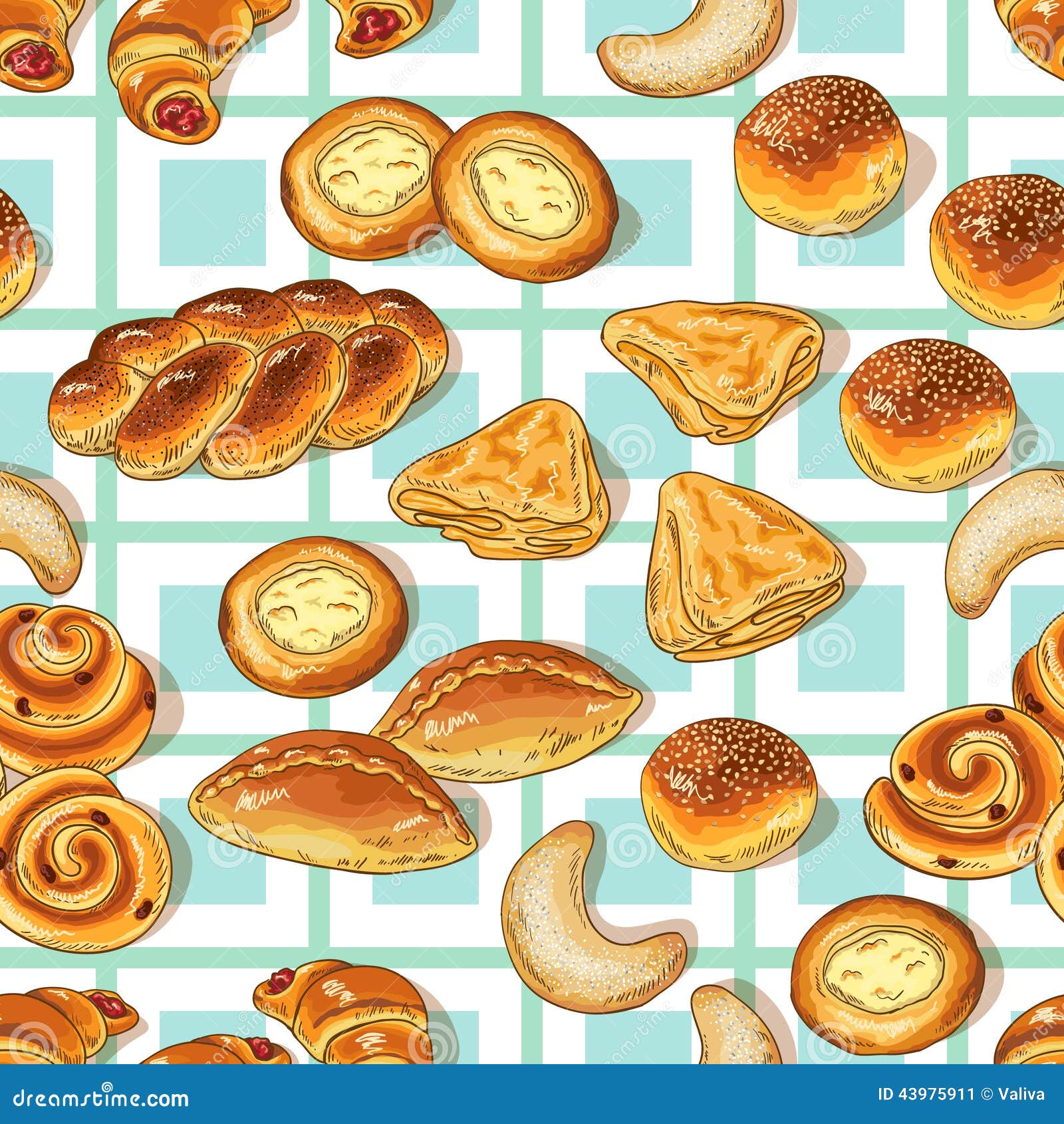 Bakery pattern stock vector. Illustration of dough, bagel - 43975911