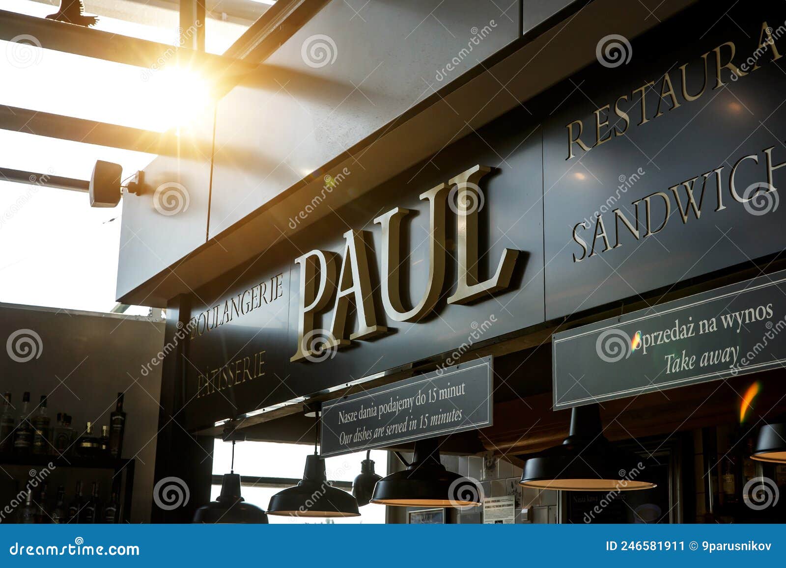 Paul Logo In Front Of Their Local Bakery On A Terrace In Downtown ...