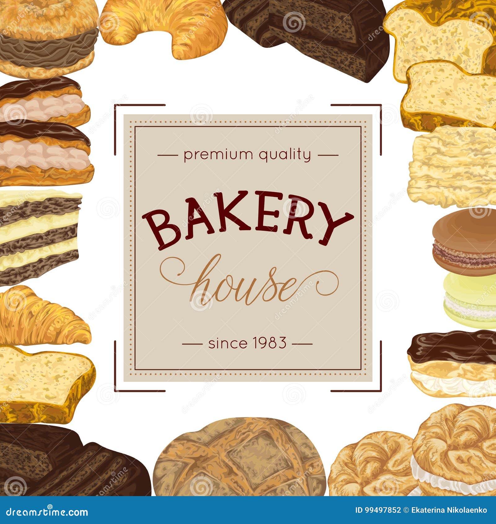 Bakery Poster With Bread And Pastries Collection. Vector Illustration ...