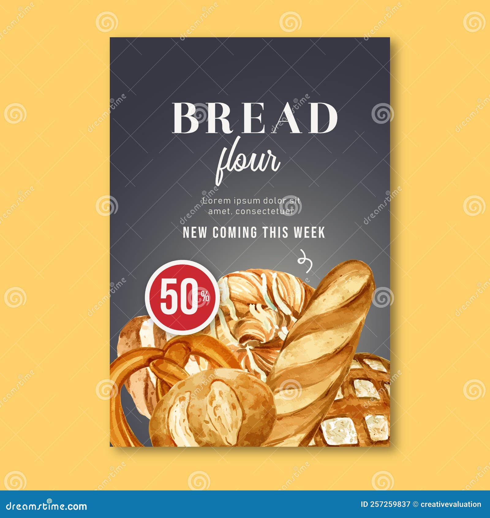 Bakery Poster Template. Bread and Bun Collection Stock Illustration ...