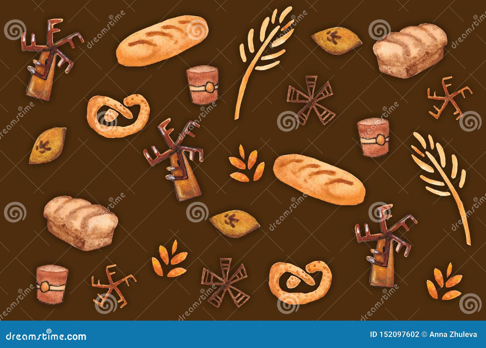 Bakery Products, Baking Print. Pastry Seamless Pattern. Cute Kitchen ...