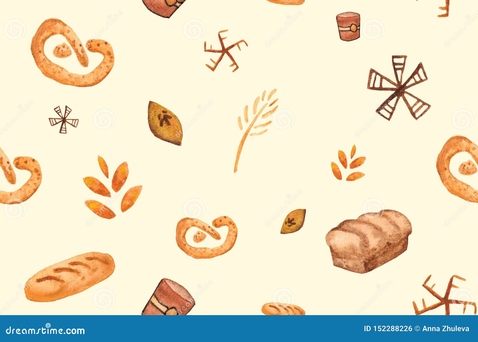 Bakery Products, Baking Print. Pastry Seamless Pattern. Cute Kitchen ...