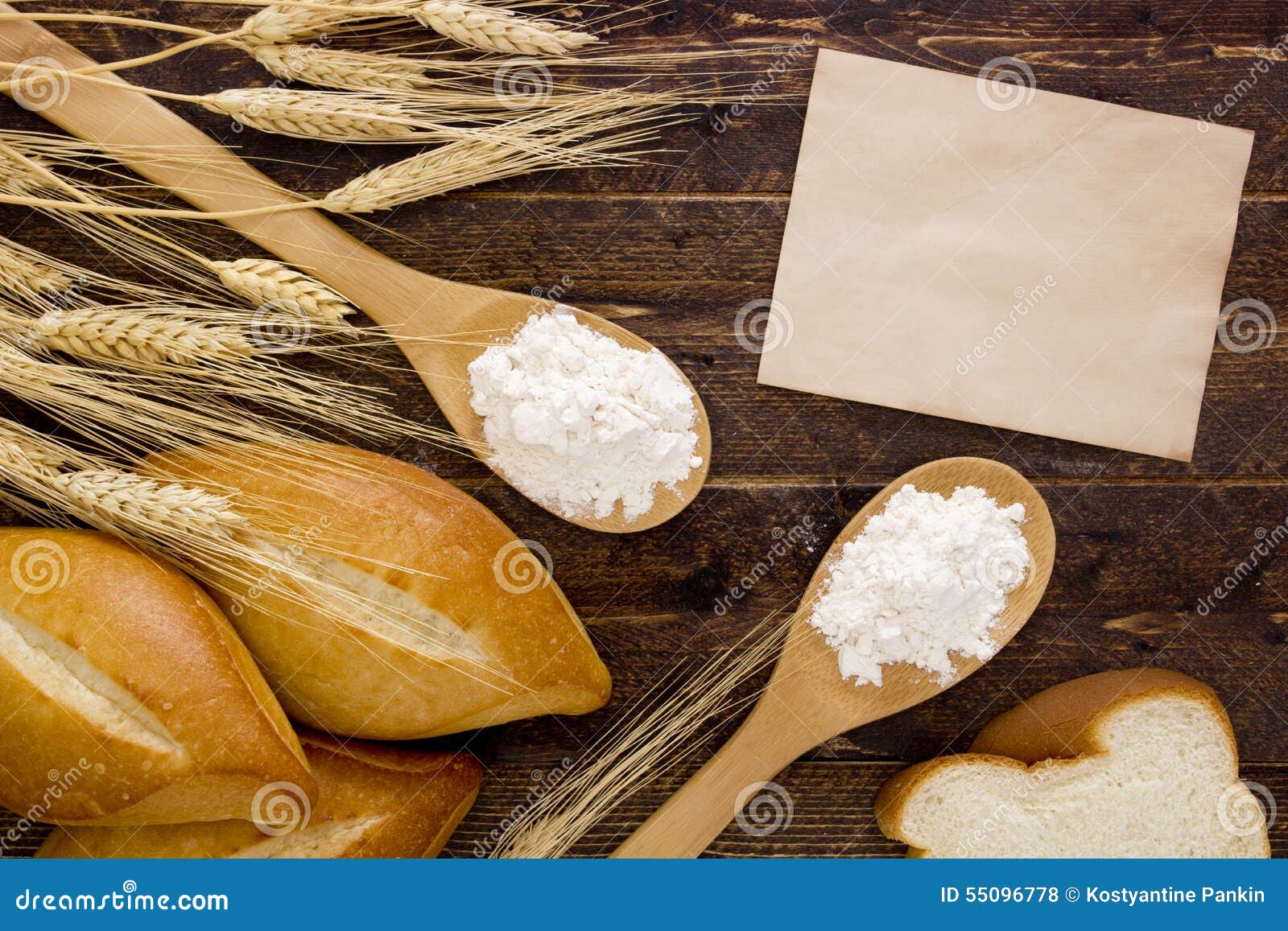 Bakery Products Flour in a Wooden Spoon Stock Photo - Image of baking ...