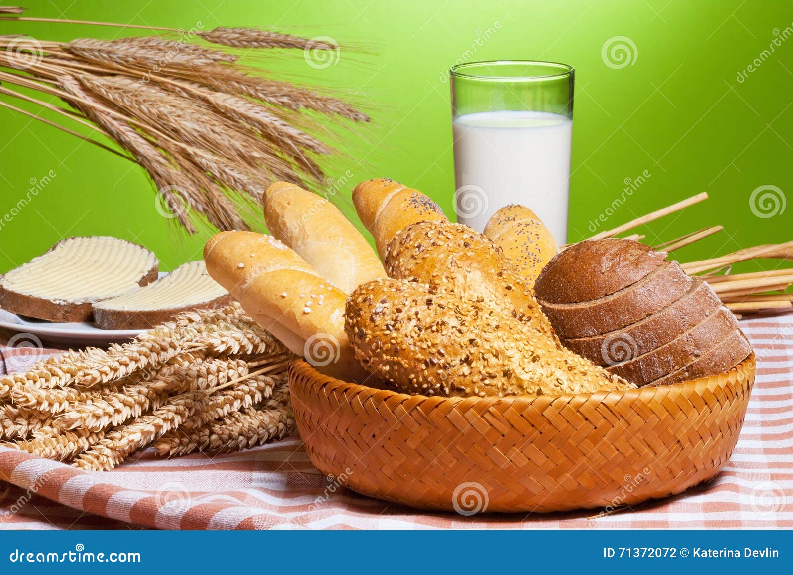 Bakery Products and Glass of Milk Stock Photo - Image of bread ...