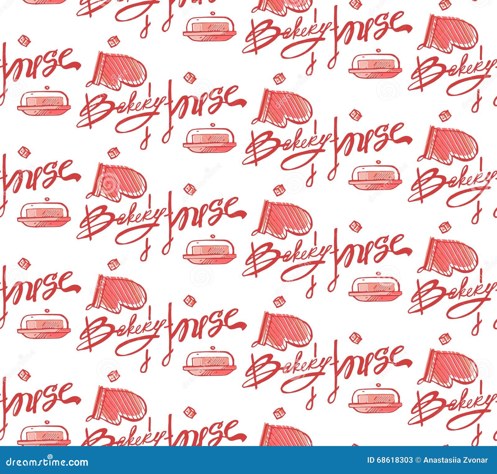 Bakery Products Hand Drawn Seamless Pattern. Vector Illustration of ...