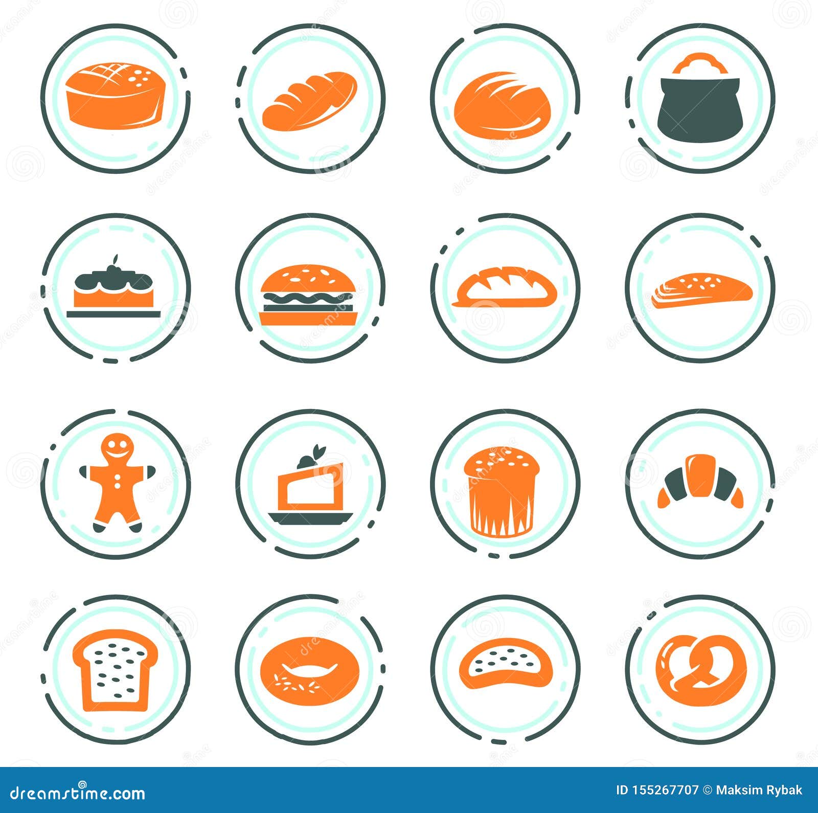 Bakery products icons set stock vector. Illustration of design - 155267707