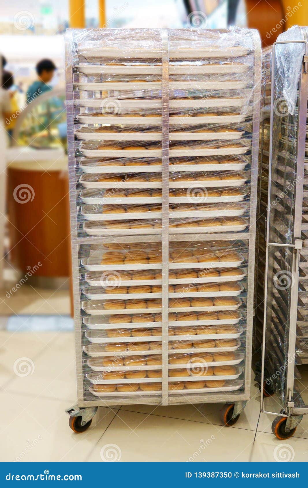 Bakery Rack with Fresh Donuts at Bakery Shop Stock Photo - Image of ...