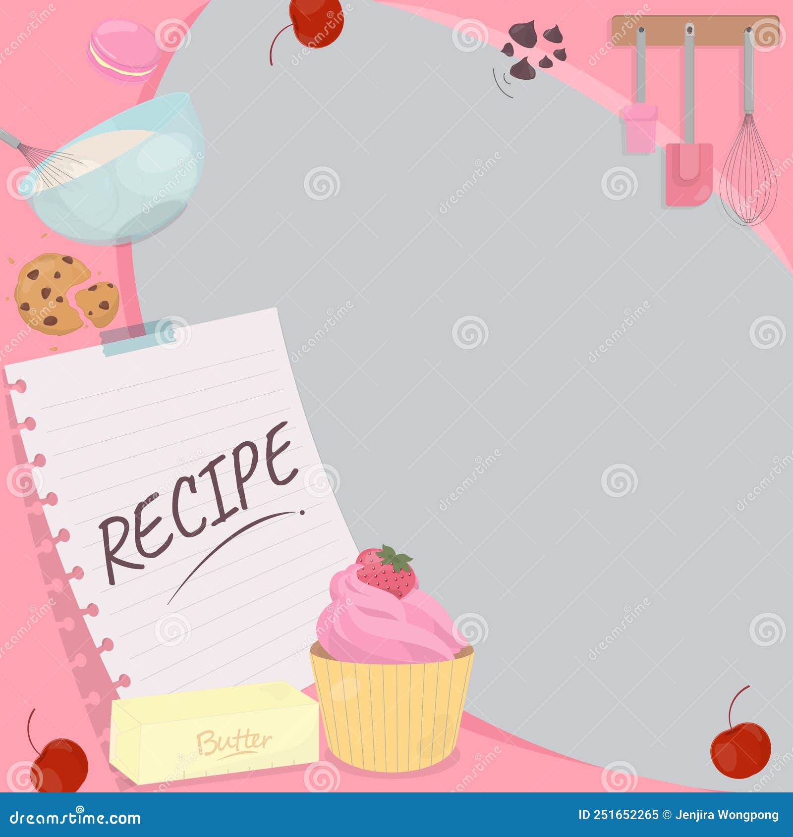 Bakery Recipe Template With Paper Note Stock Image | CartoonDealer.com ...