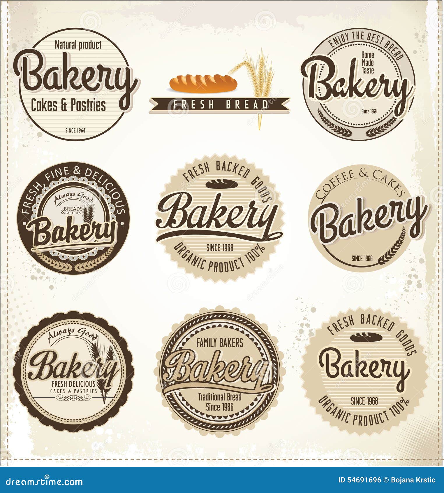 Bakery Retro Badge and Labels Stock Illustration - Illustration of ...