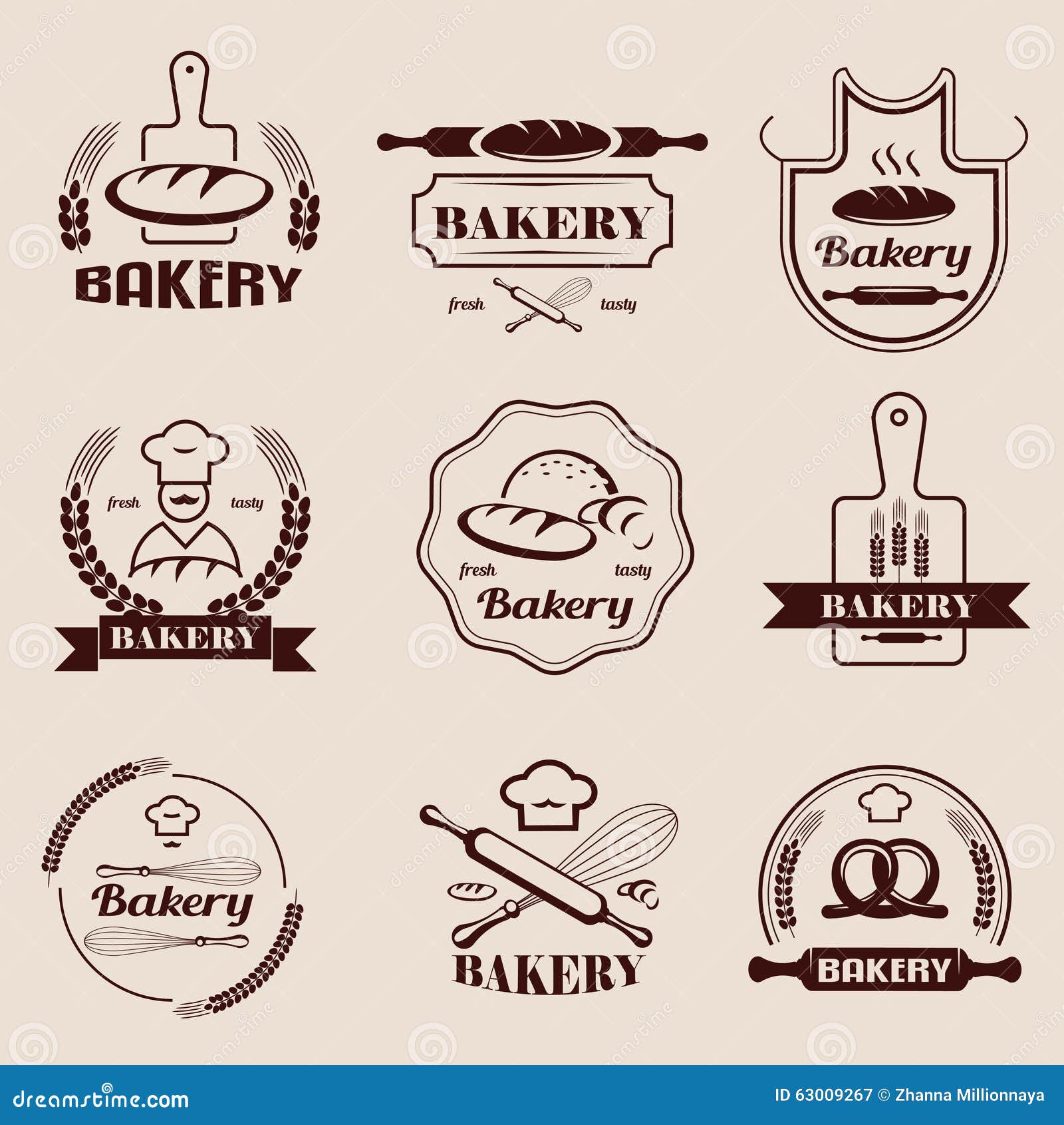 Bakery Retro Emblem and Labels Collection Stock Vector - Illustration ...