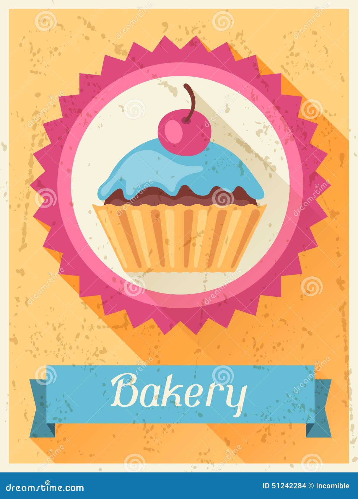 Bakery Retro Poster Background Design In Flat Vector Illustration ...