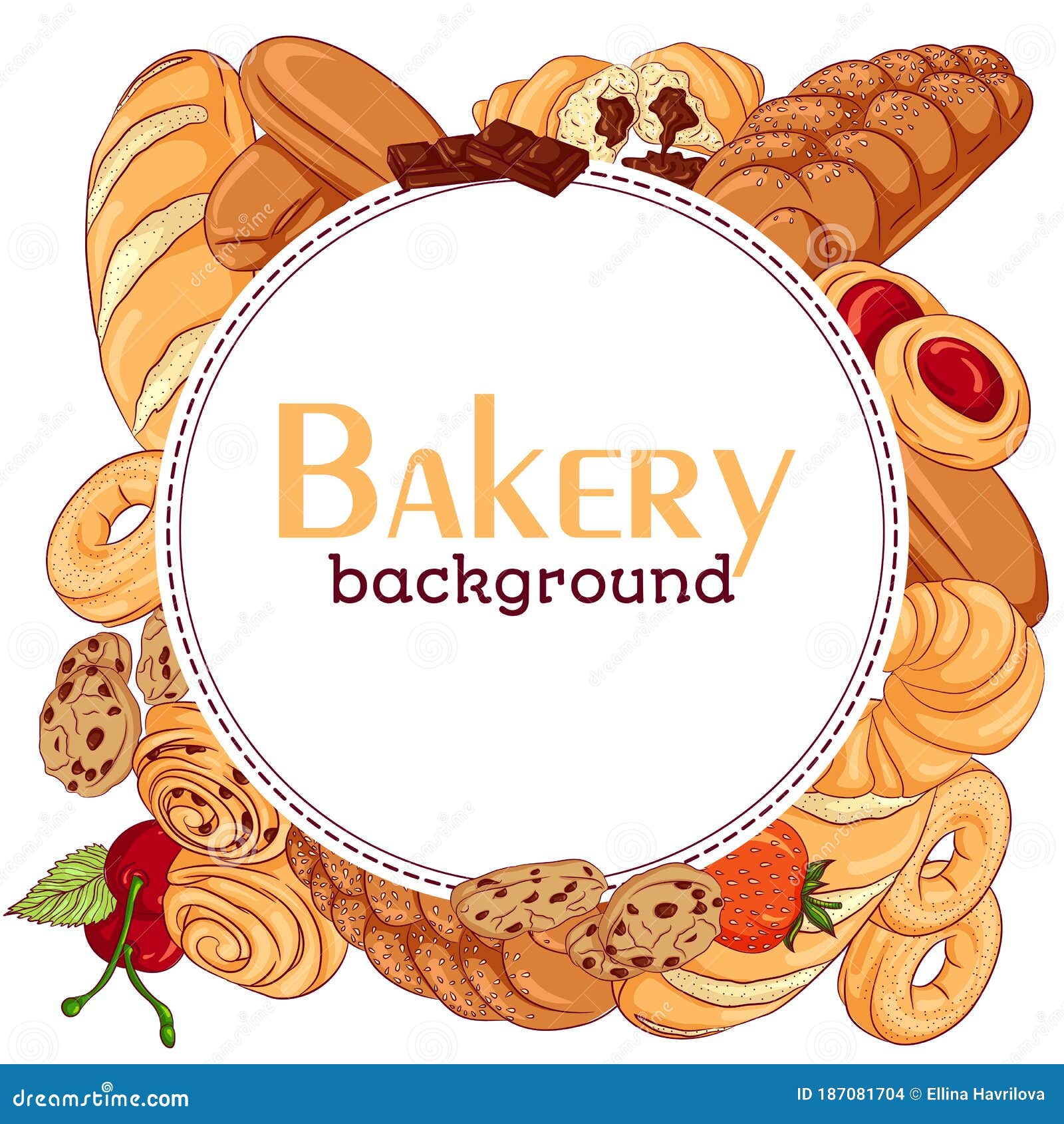Bakery round frame stock vector. Illustration of banner - 187081704
