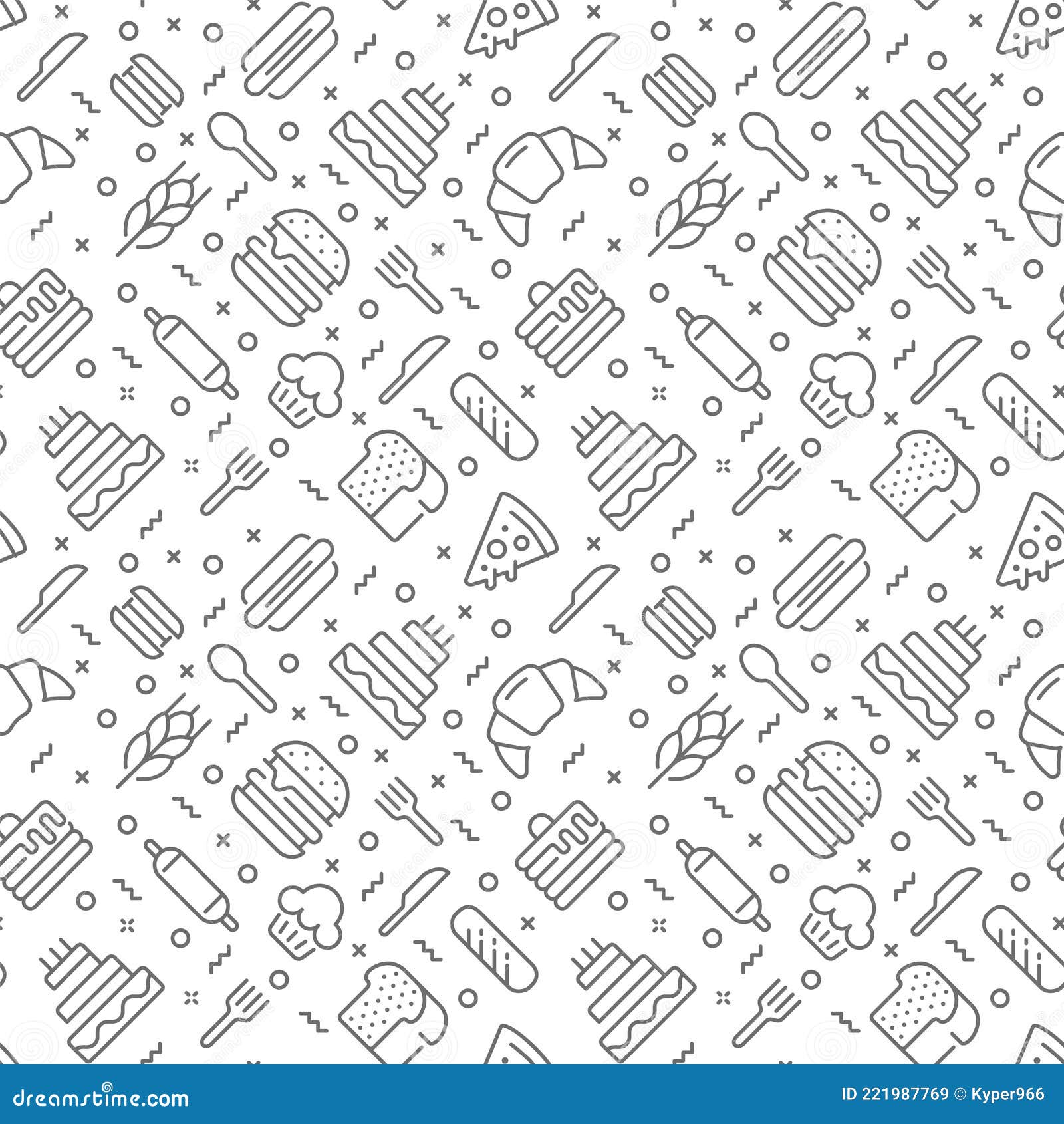 Bakery seamless pattern stock vector. Illustration of design - 221987769