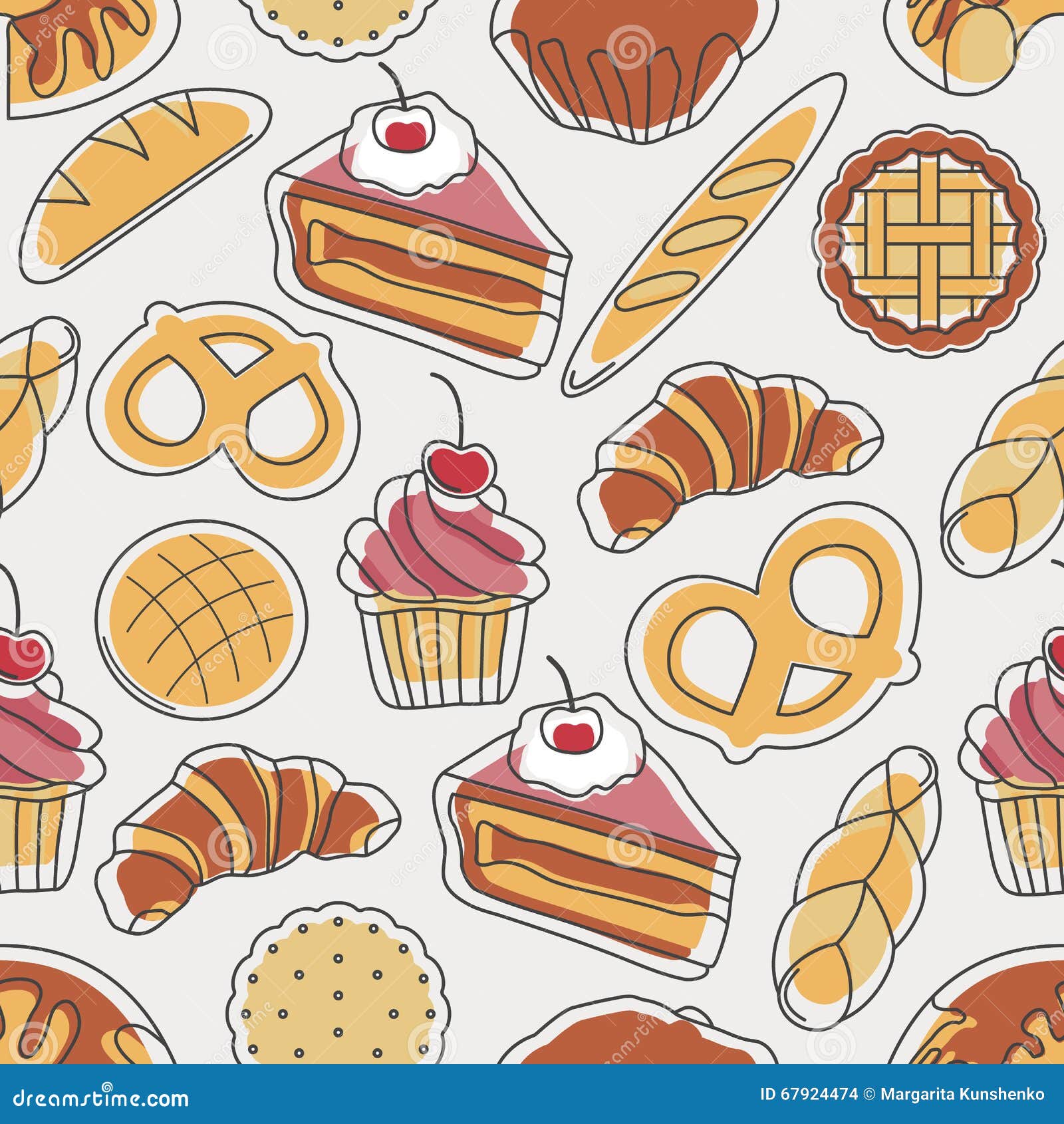 Bakery seamless pattern stock vector. Illustration of baguette - 67924474