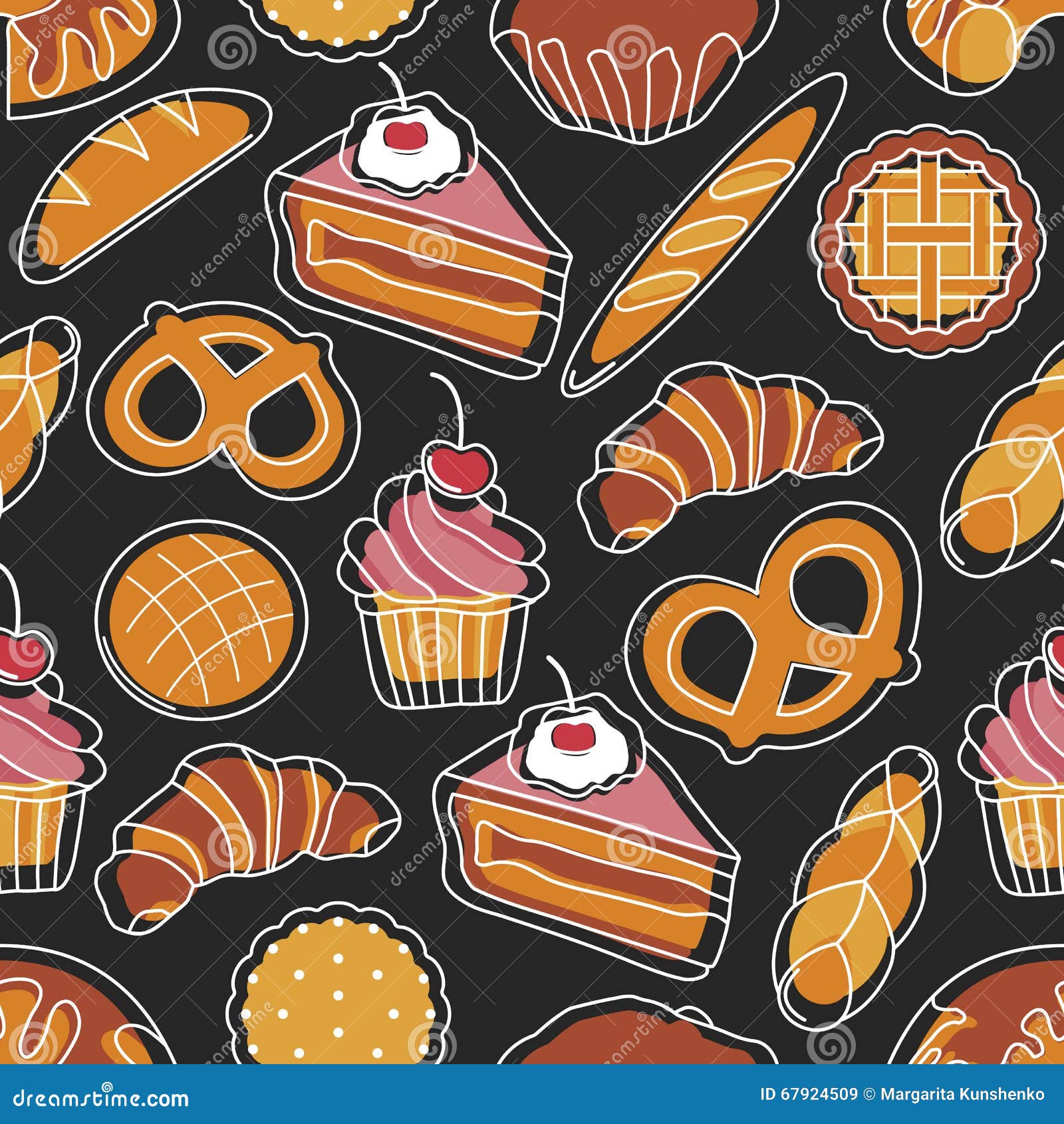 Bakery seamless pattern stock vector. Illustration of decor - 67924509