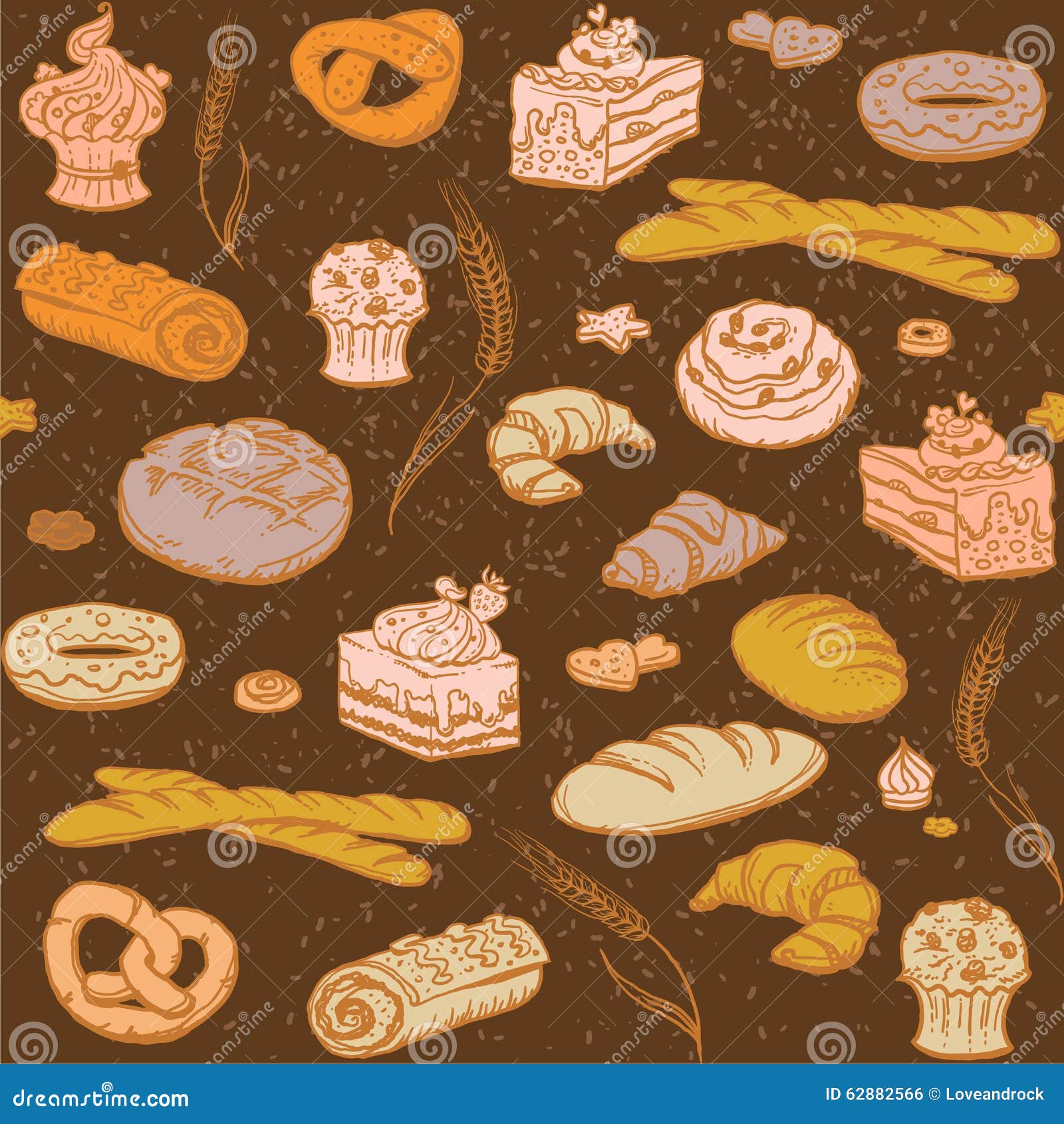 Bakery seamless pattern stock illustration. Illustration of doodle ...