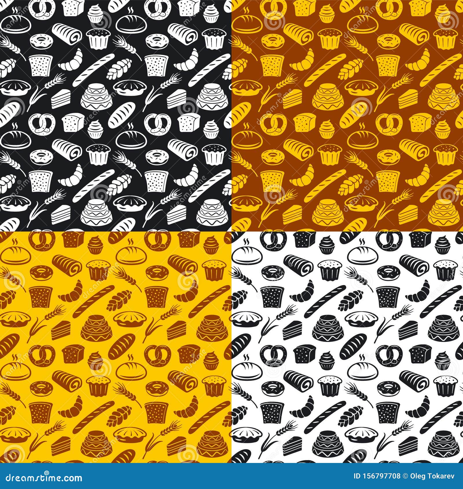 Bakery seamless patterns stock vector. Illustration of tart - 156797708