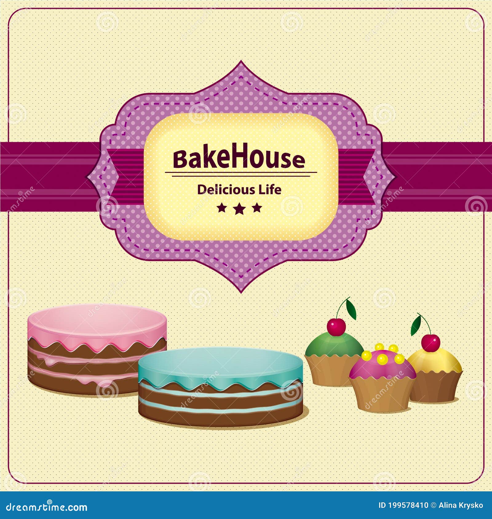 Set of Muffins and Sweets with Cake. Signboard for a Pastry Shop Stock ...