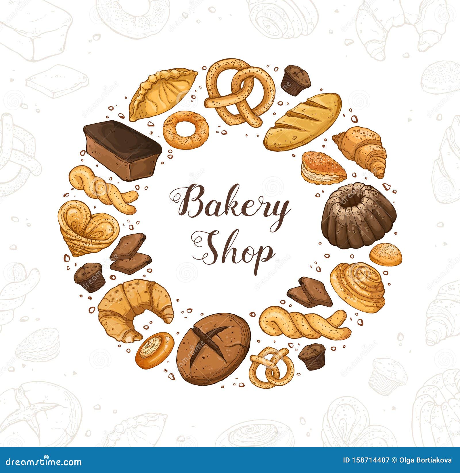 Fresh bread circle poster stock vector. Illustration of brick - 158714407