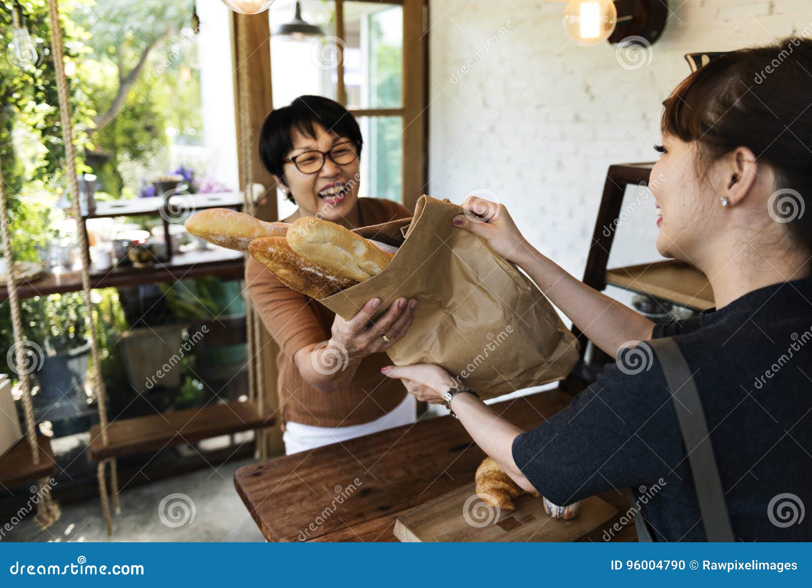 Bakery Shop Bread Selling Happy Concept Stock Photo - Image of bake ...