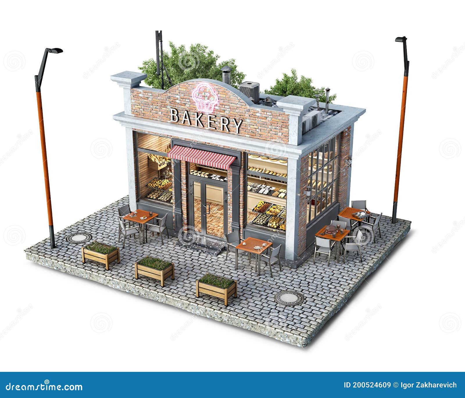 Bakery Shop Building on a Piece of Ground Stock Illustration ...