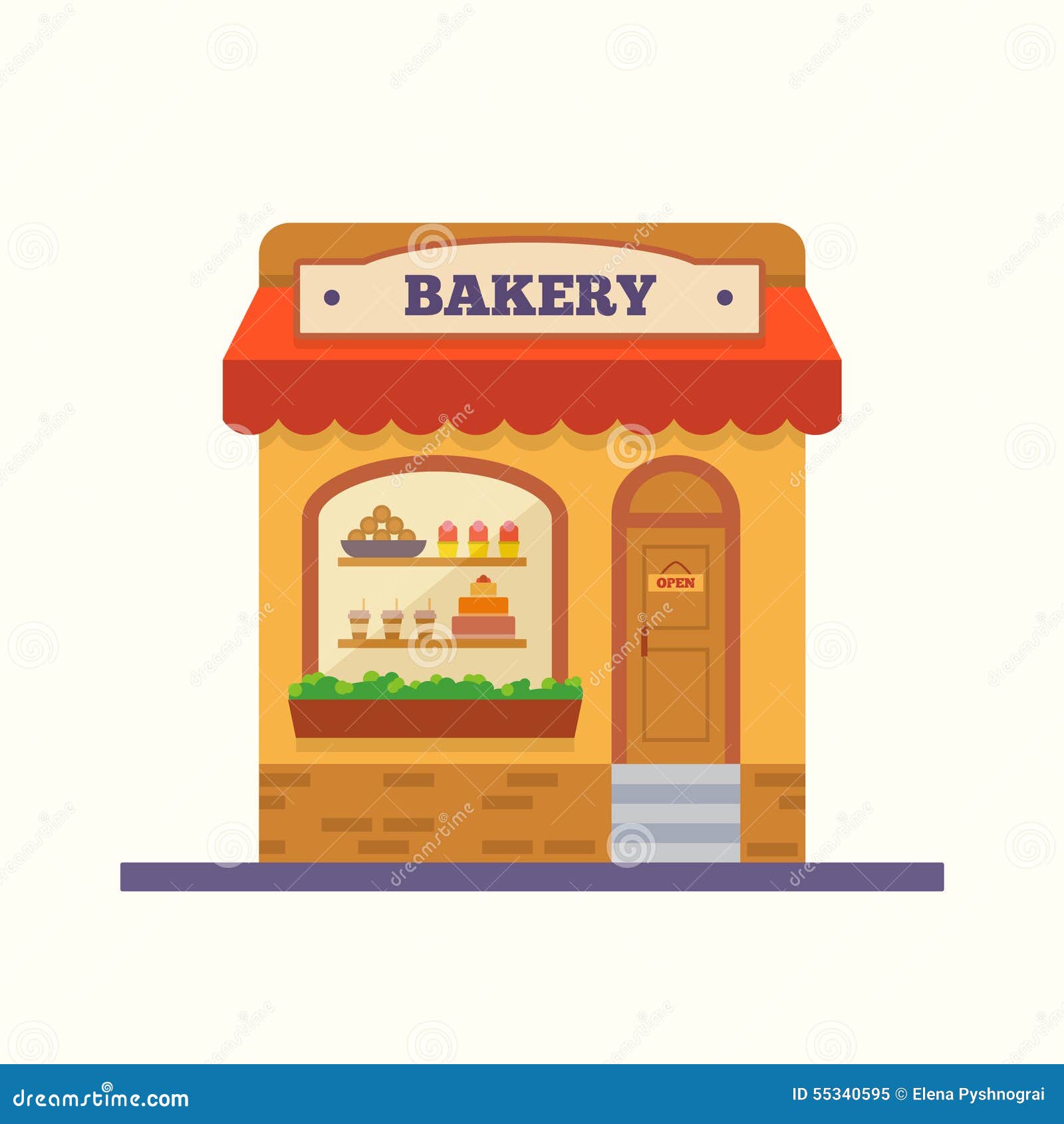 Bakery shop. stock vector. Illustration of architecture - 55340595