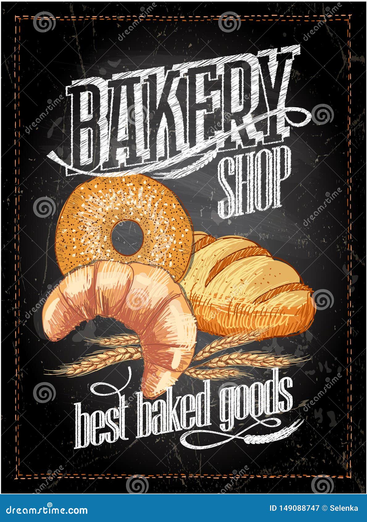Bakery Shop Chalkboard Poster Stock Vector - Illustration of croissant ...