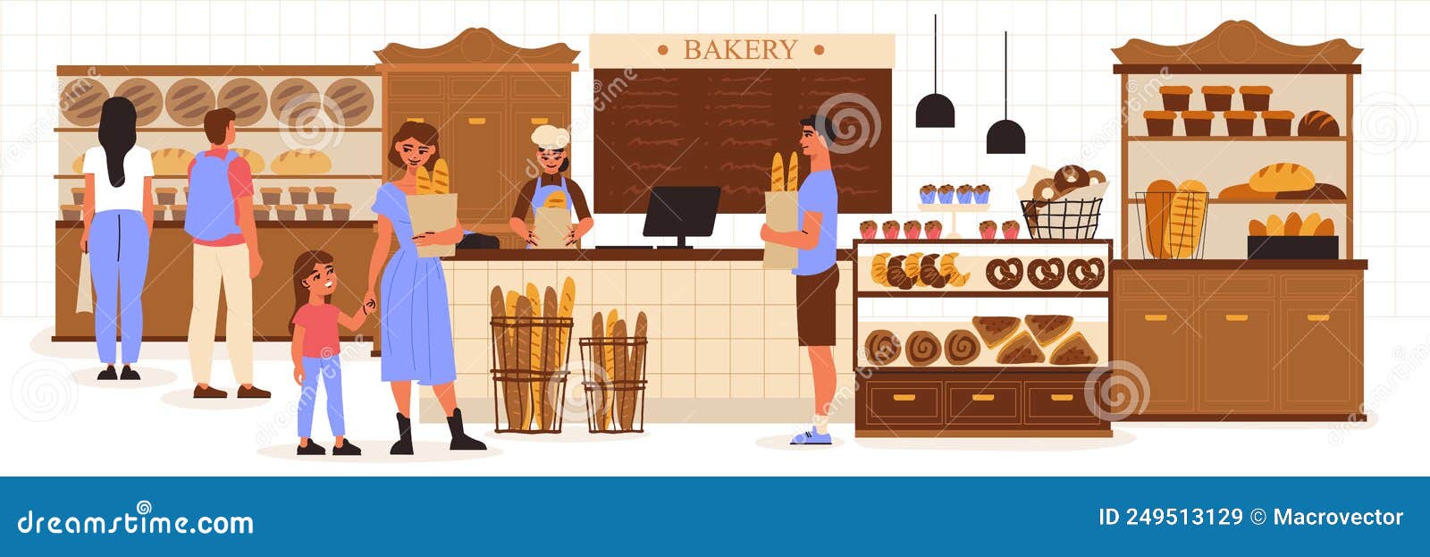 Bakery Shop Composition stock vector. Illustration of cartoon - 249513129