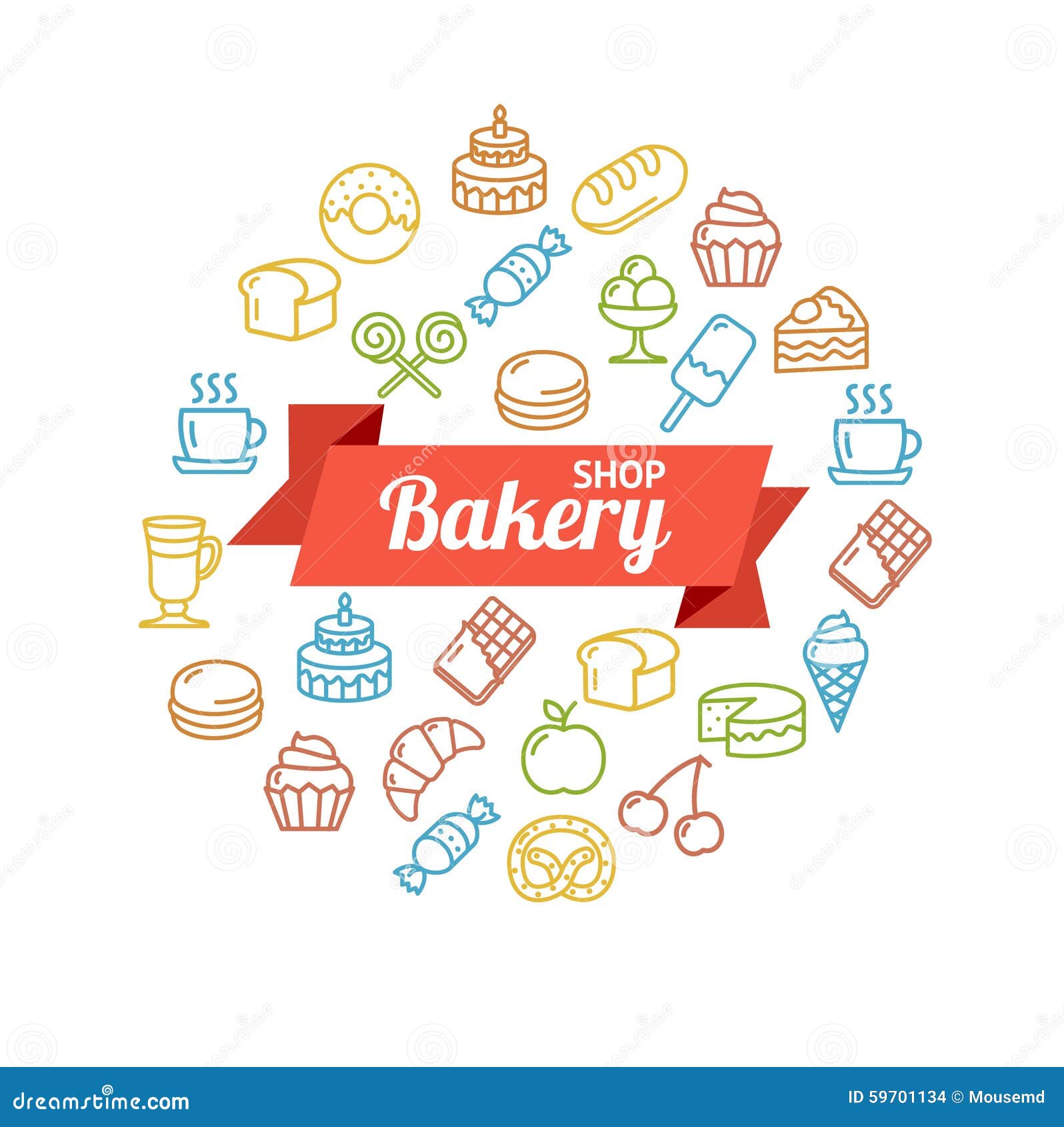 Bakery Shop Concept Outline. Vector Stock Vector - Illustration of ...