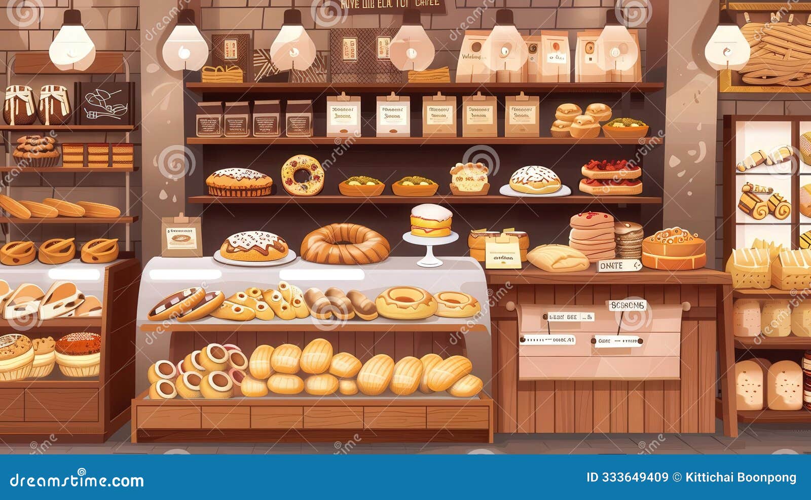 Bakery Shop Window And Display. Various Types Of Bread Stock Image ...