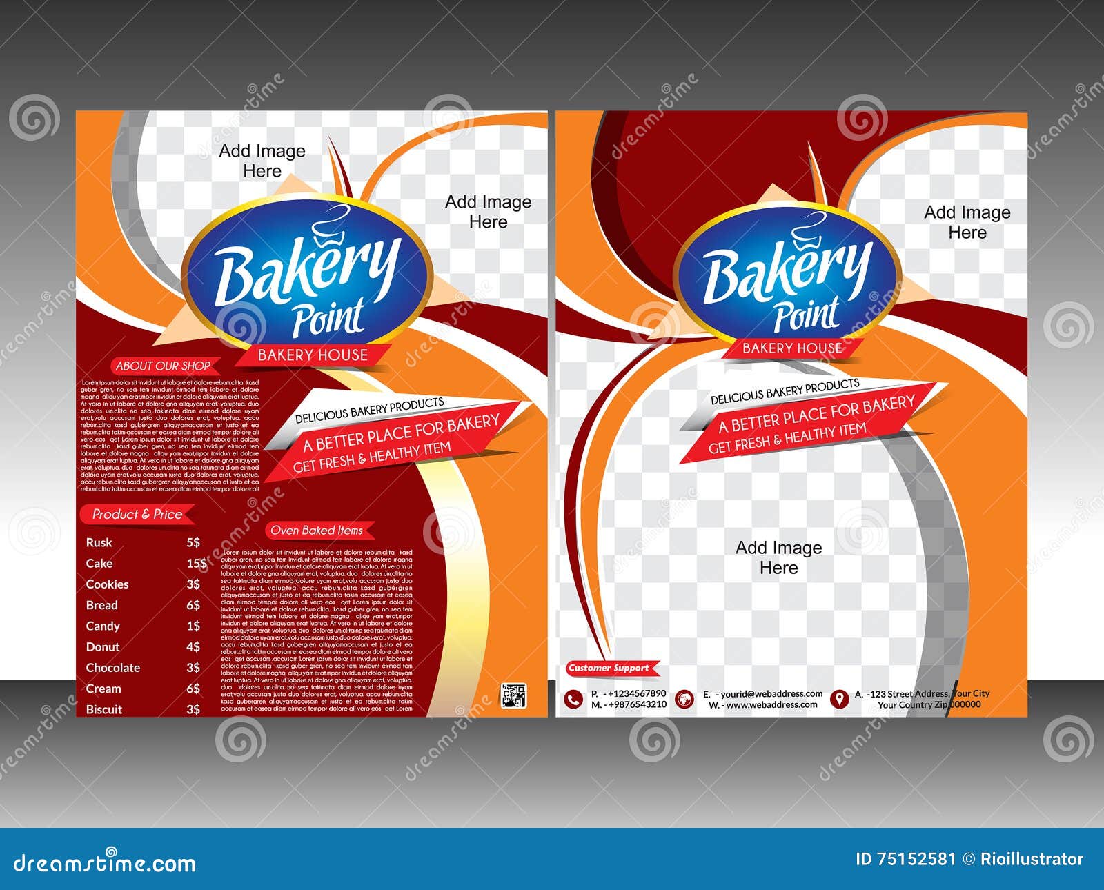 Bakery Shop Flyer Template & Pamplet Stock Vector - Illustration of ...